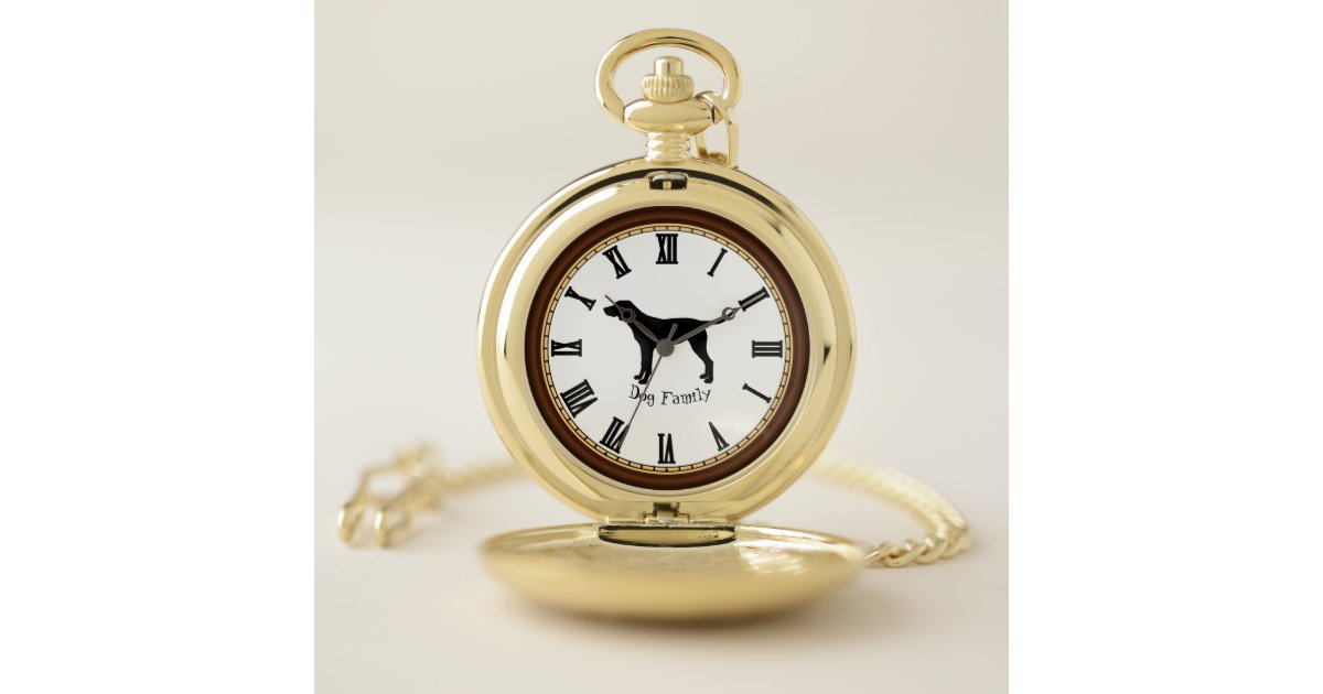 Golden labrador Silhouette Pocket Watch | Zazzle