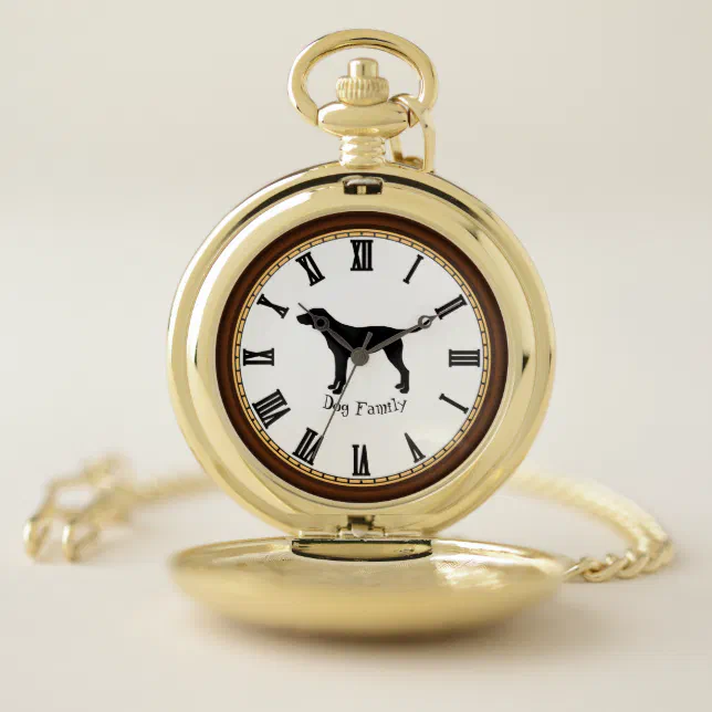 Golden labrador Silhouette Pocket Watch | Zazzle