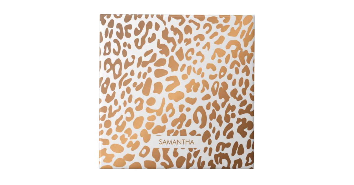 Golden Leopard Print Ceramic Tile | Zazzle