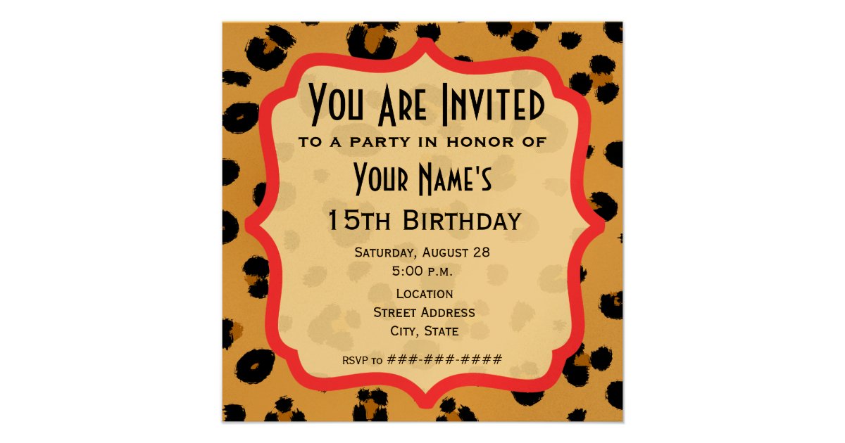 Golden Leopard Print Party Invitation