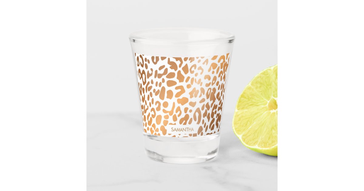 Golden Leopard Print Shot Glass | Zazzle