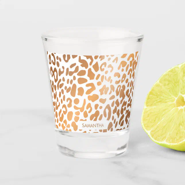 Golden Leopard Print Shot Glass | Zazzle