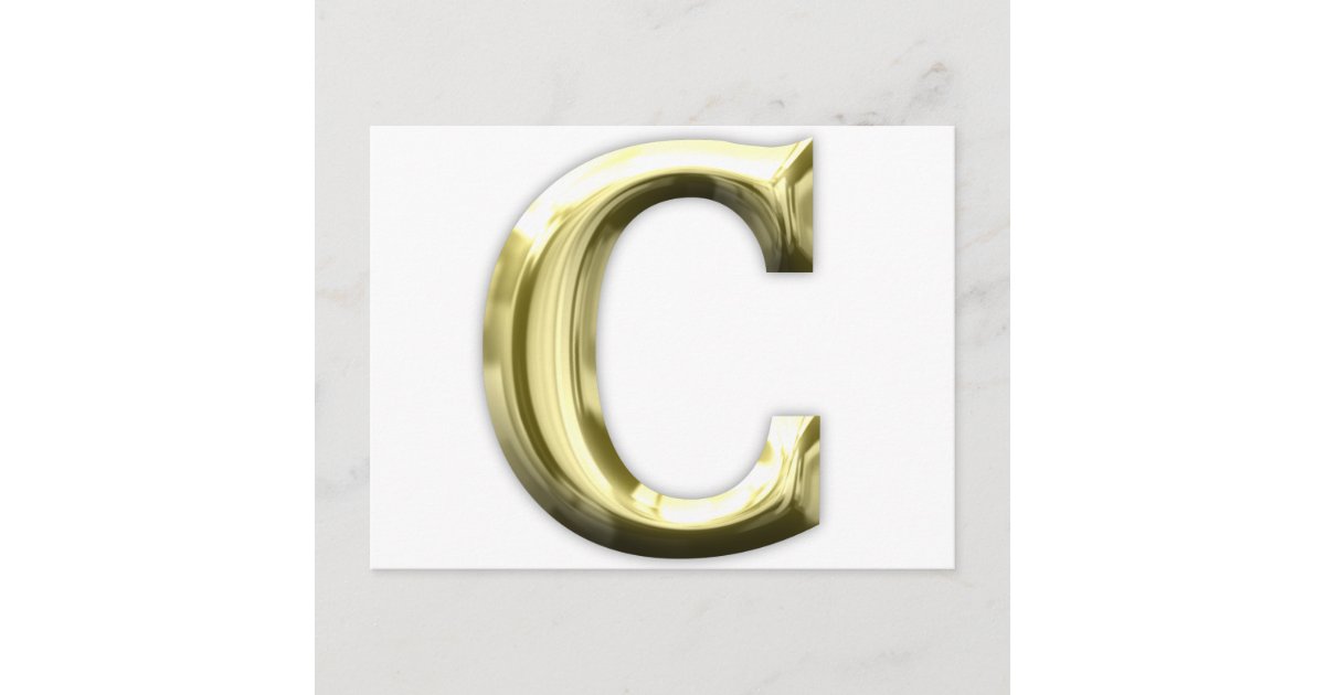Golden Letter C Shiny Gold Alphabet Postcard | Zazzle