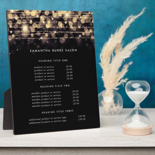 Golden Lights | Pricing & Services Display Plaque | Zazzle.com
