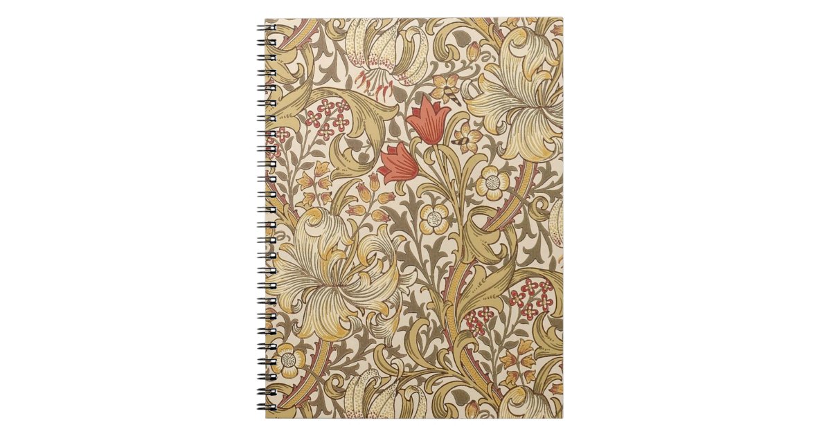 Golden Lily Pattern Version 2 By William Morris Notebook | Zazzle