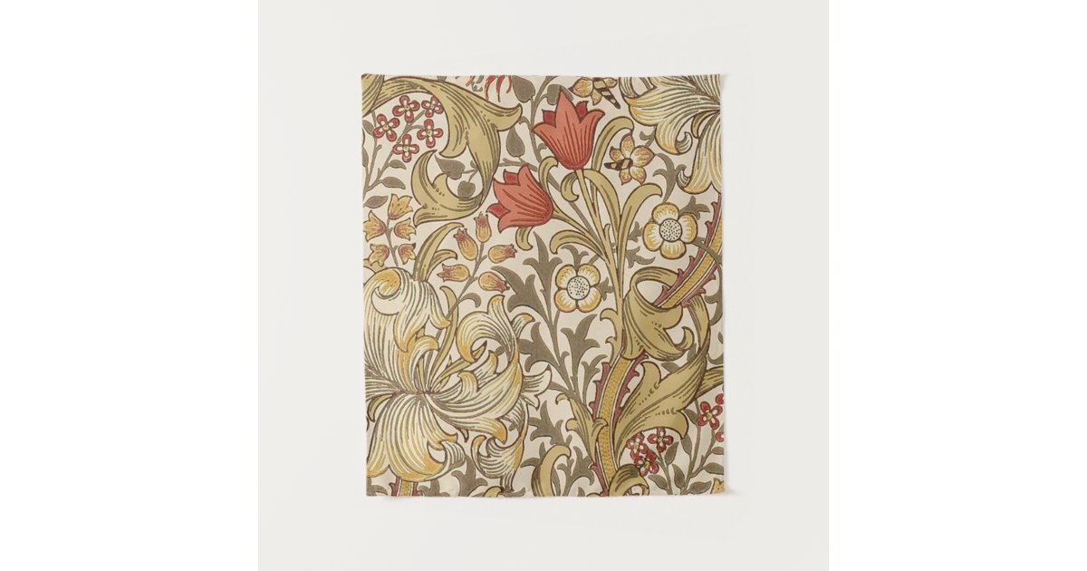 Golden Lily Pattern Version 2 By William Morris Tapestry | Zazzle