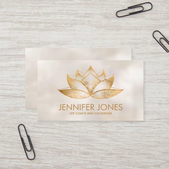 Golden Lotus Flower Business Card | Zazzle