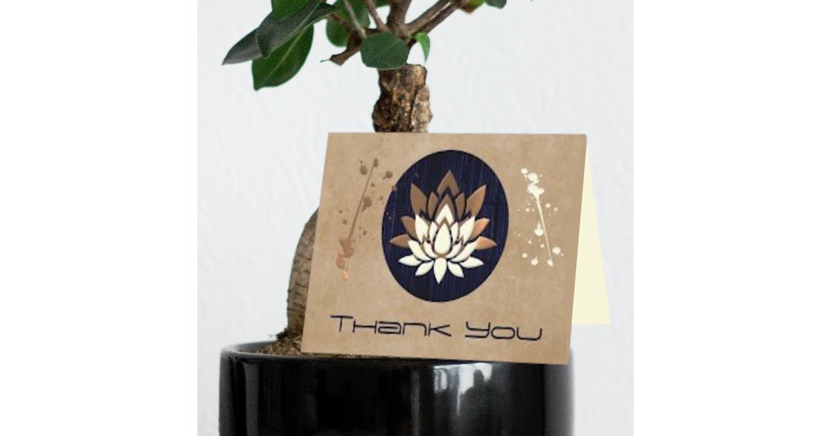 Golden Lotus Flower Zen Thank You Card | Zazzle