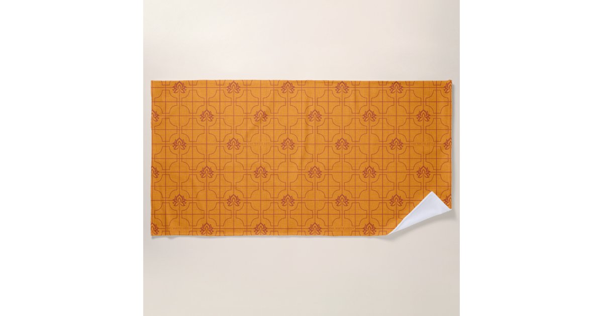 Golden Lotus Grid Pattern - The White Lotus Beach Towel | Zazzle