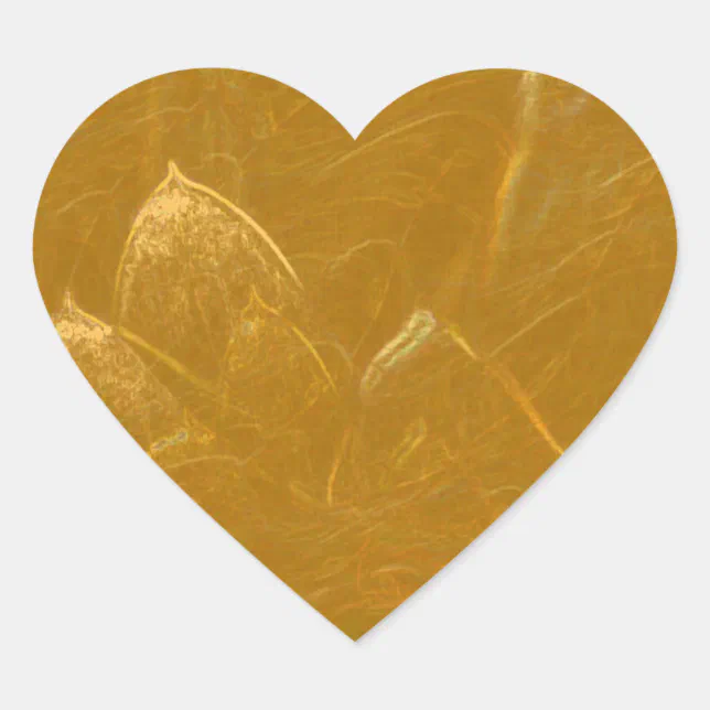 Golden Lotus Heart : Embossed Gold Leaf Heart Sticker | Zazzle