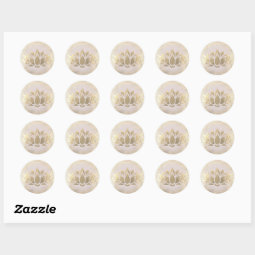 golden lotus logo classic round sticker | Zazzle