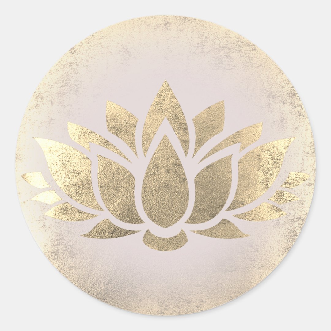 golden lotus logo classic round sticker | Zazzle