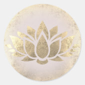 golden lotus logo classic round sticker | Zazzle