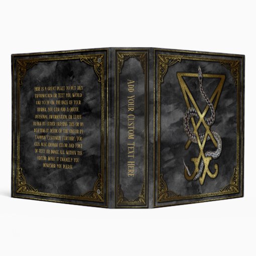 Golden Lucifer Serpent Sigil Occult Grimoire 3 Ring Binder | Zazzle