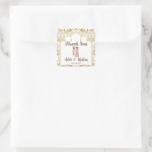 Golden mandap Indian border design Square Sticker | Zazzle