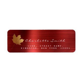 Golden Maple Leaf Ruby Red Steel RSVP Labels | Zazzle