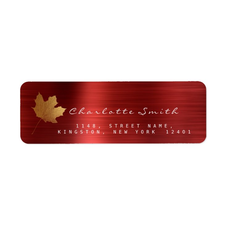 Golden Maple Leaf Ruby Red Steel RSVP Labels | Zazzle