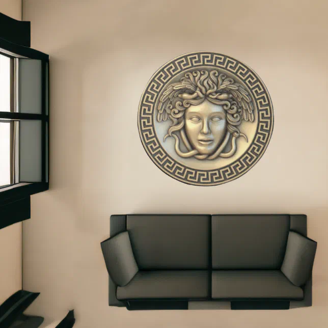 Golden Medusa Round Medallion Designer Rug | Zazzle