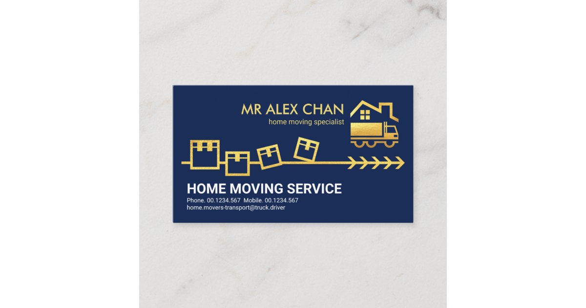 Golden Moving Boxes Home Mover Business Card | Zazzle