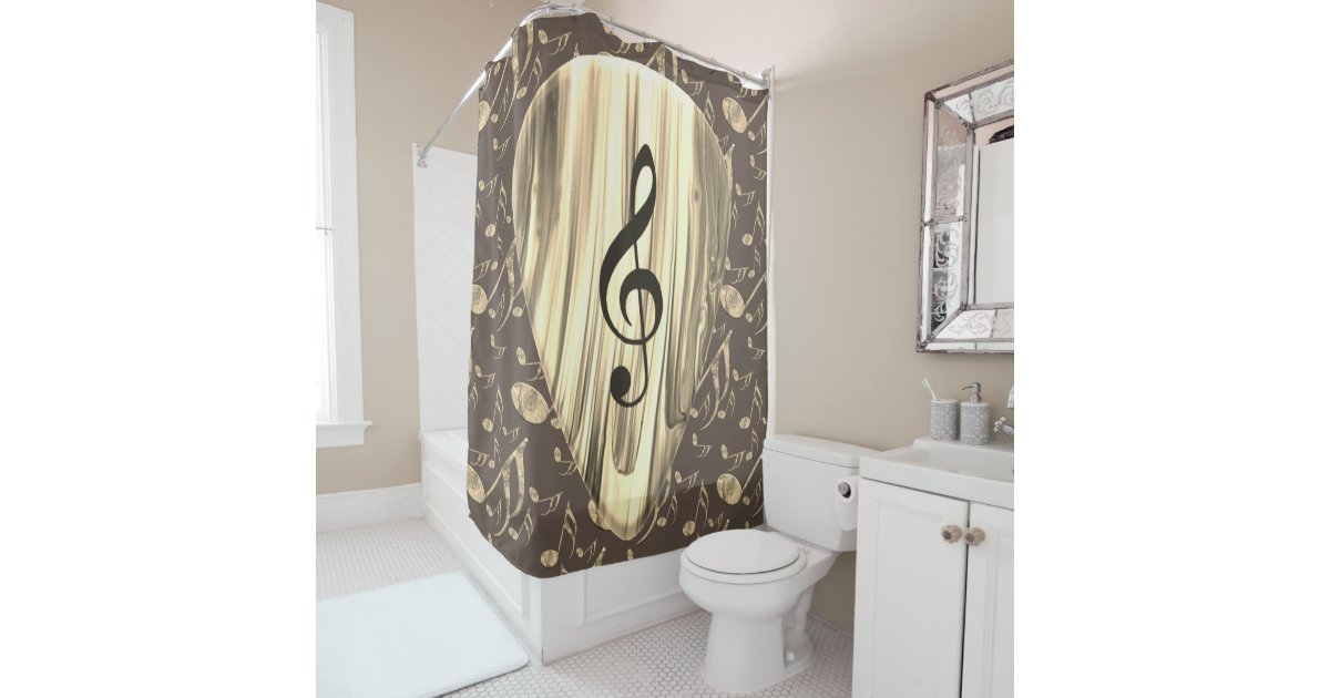 Golden Music Pick – Treble Clef Art Shower Curtain | Zazzle
