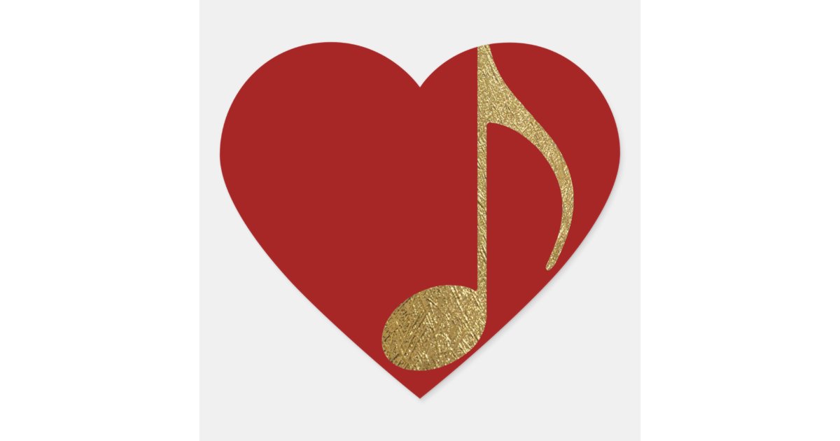 golden musical note heart sticker | Zazzle