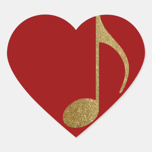 golden musical note heart sticker | Zazzle