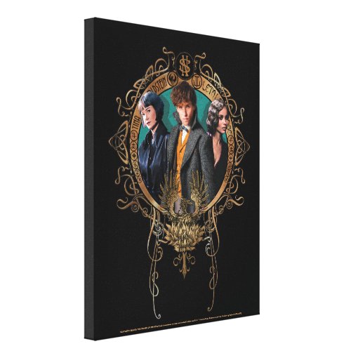 Golden Newt, Tina, and Leta Art Deco Portrait Canvas Print | Zazzle