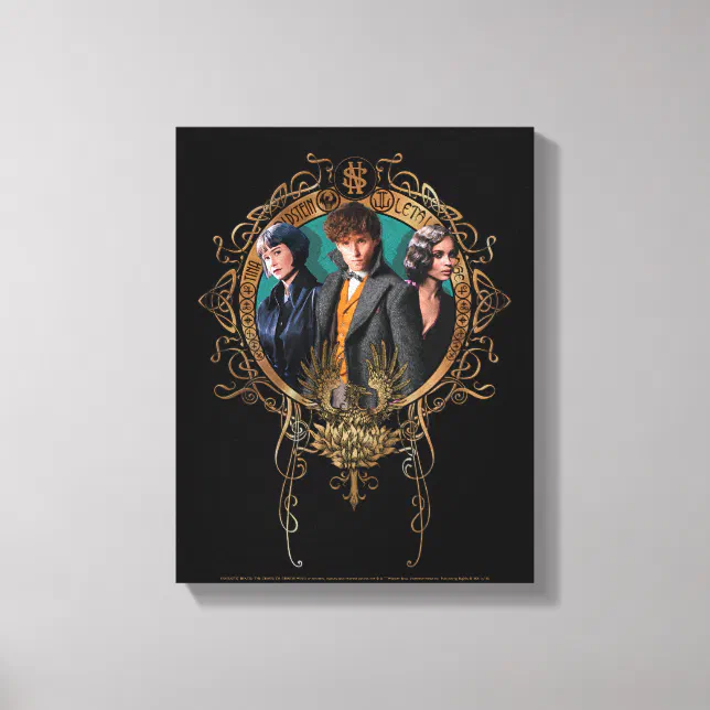 Golden Newt, Tina, and Leta Art Deco Portrait Canvas Print | Zazzle