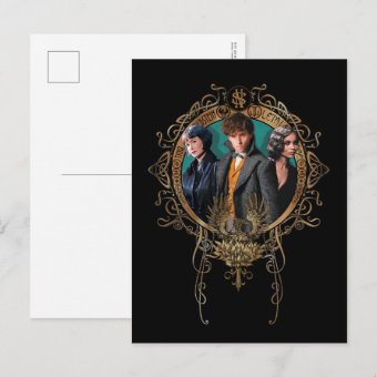 Golden Newt, Tina, and Leta Art Deco Portrait Postcard | Zazzle