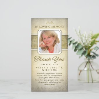 Golden Notes Musical Memorial Thank You Card | Zazzle