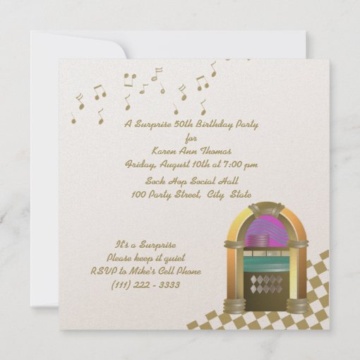 Golden Oldies Juke Box Invitation | Zazzle