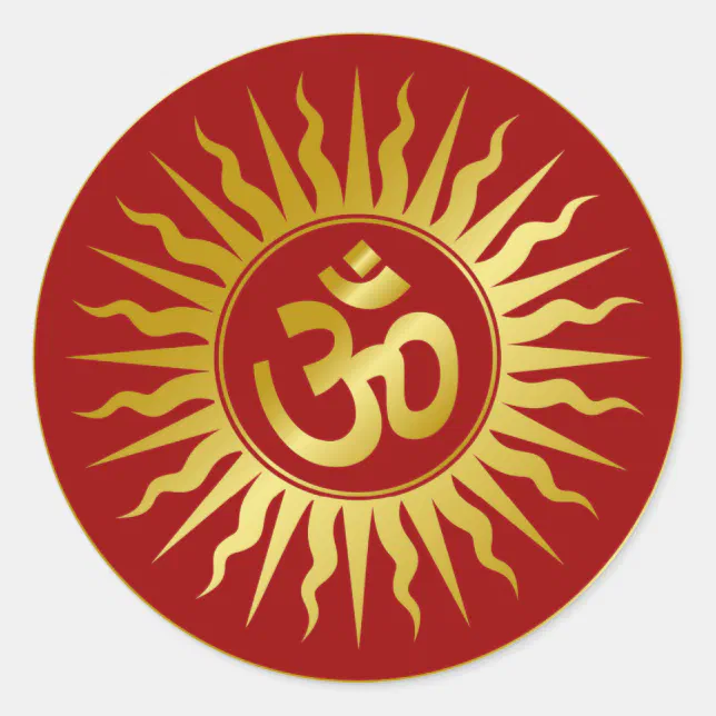 Golden Om Classic Round Sticker | Zazzle