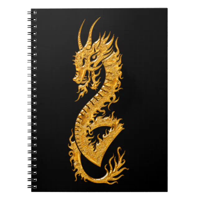 Golden oriental dragon 02 var notebook | Zazzle