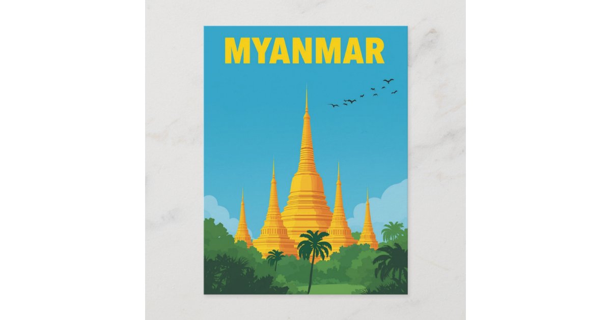 Golden pagodas of Myanmar Postcard | Zazzle