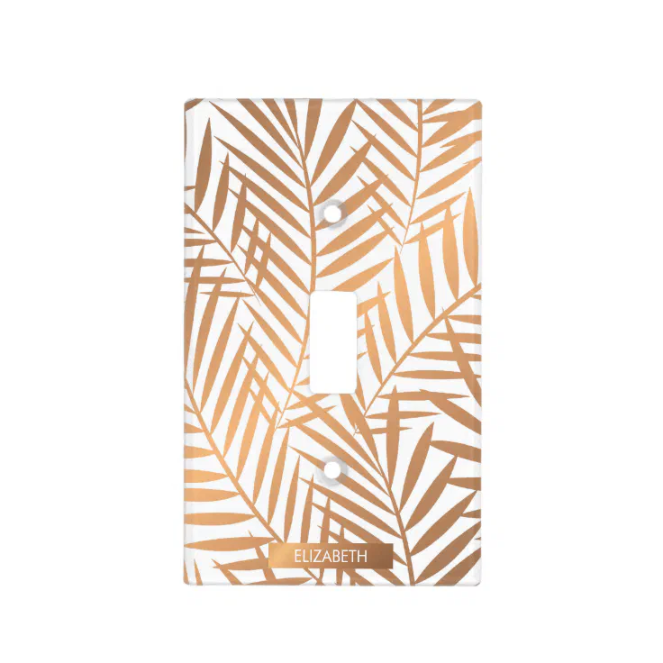 Golden Palm Tree Leaf Pattern Light Switch Cover | Zazzle