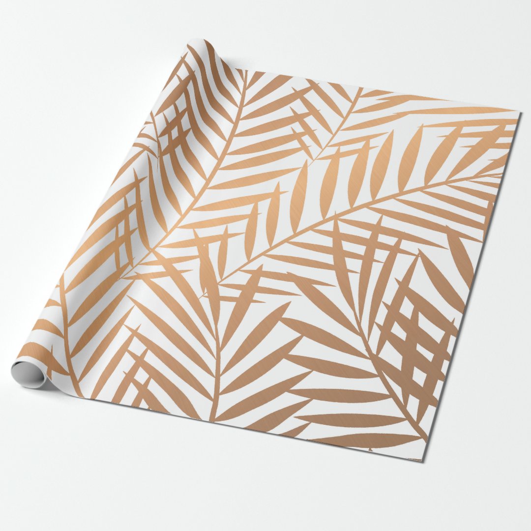 Golden Palm Tree Leaf Pattern Wrapping Paper | Zazzle
