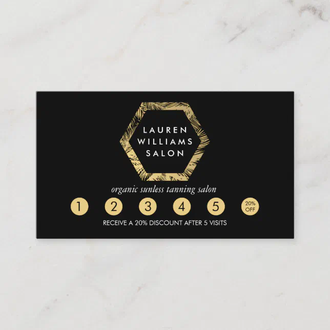 Golden Palms Spray Tanning Logo Black Loyalty Card | Zazzle