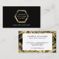 Golden Palms Spray Tanning Salon Logo on Black Business Card | Zazzle