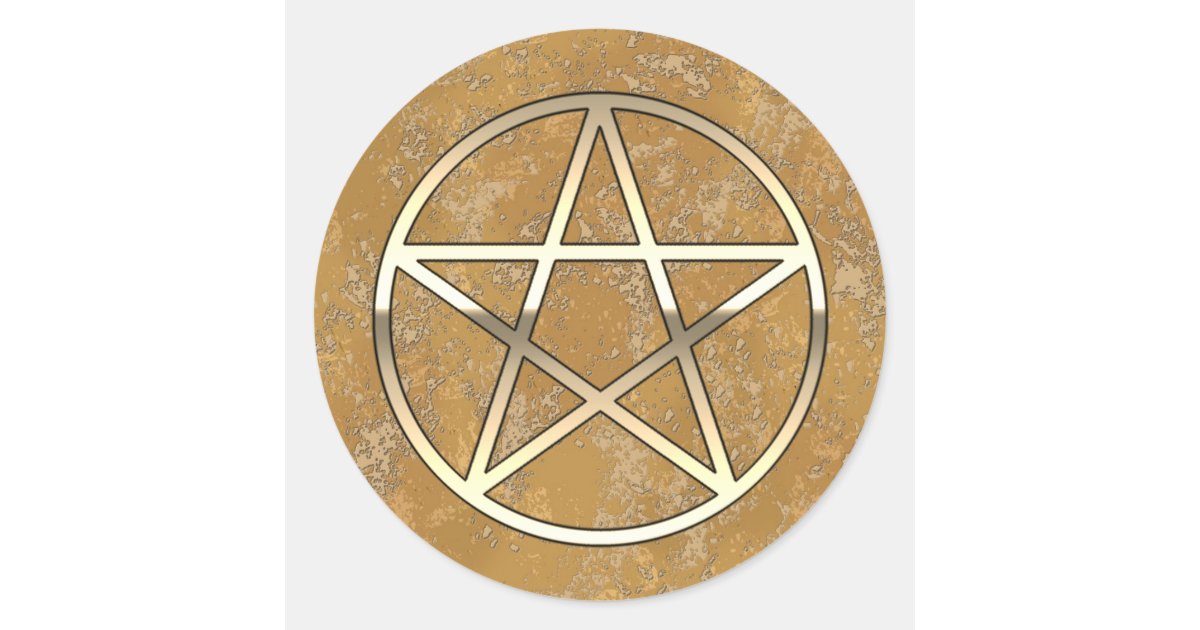 Golden Pentacle Classic Round Sticker | Zazzle