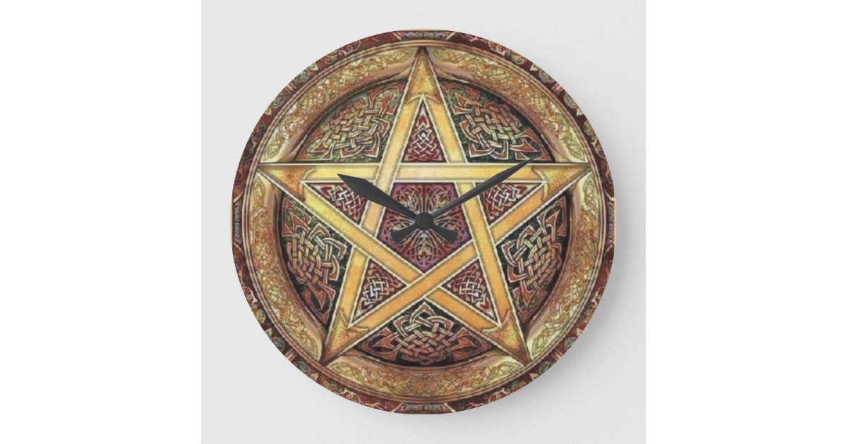 Golden Pentagram Wall Clock | Zazzle