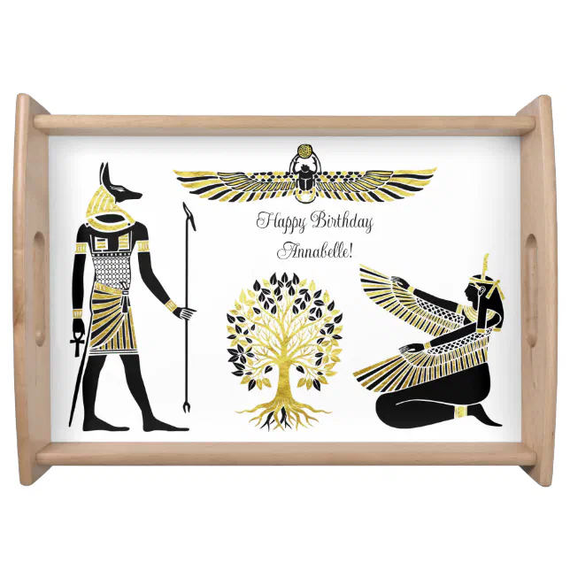 Golden Pharaoh’s Blessing: Ancient Egyptian Art Serving Tray | Zazzle
