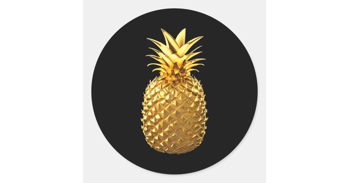 Golden Pineapple Classic Round Sticker | Zazzle
