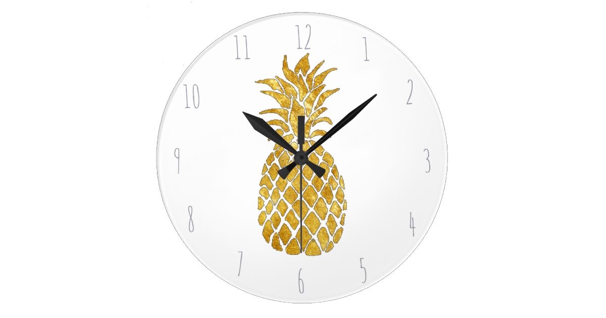golden pineapple large clock | Zazzle