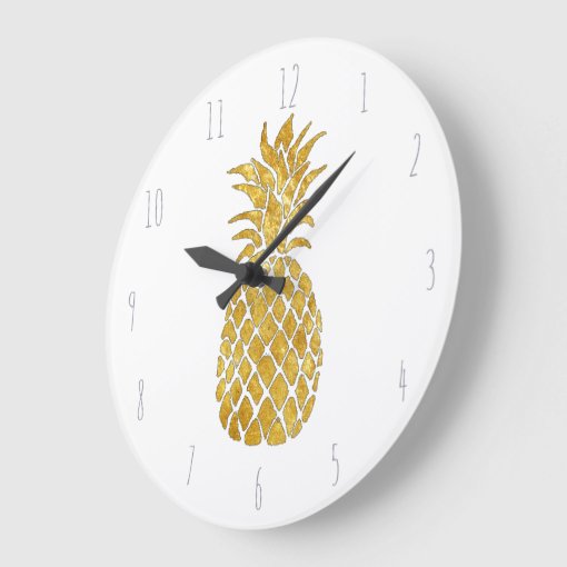 golden pineapple large clock | Zazzle