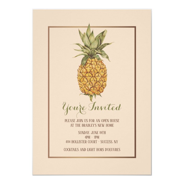 Golden Pineapple Open House Invitation | Zazzle.com