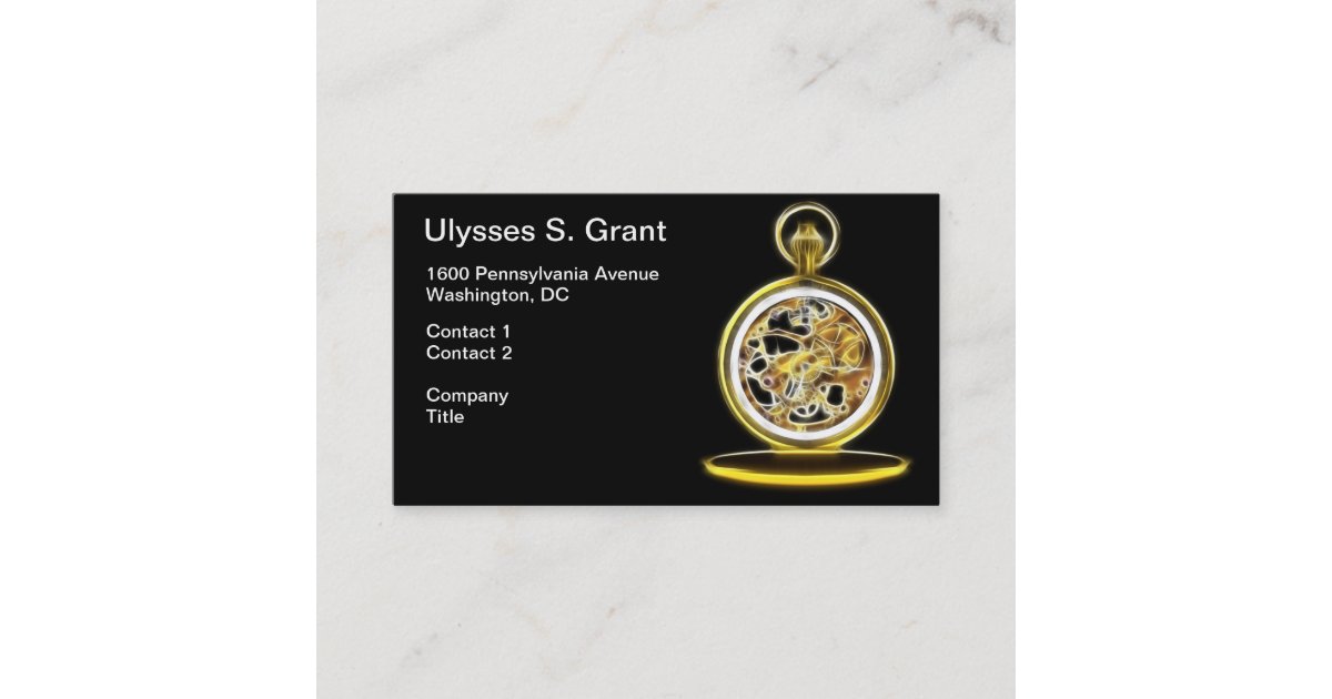Golden Pocketwatch Pocket Watch Business Card | Zazzle