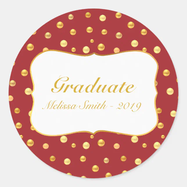 Golden Polka Dots Graduate Sticker | Zazzle