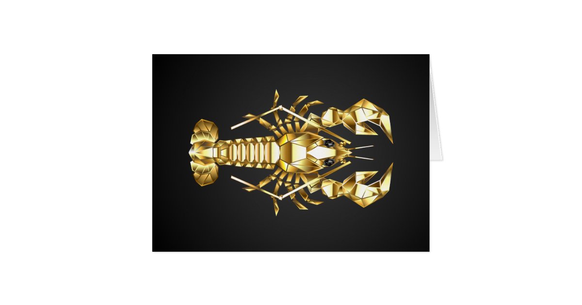 Golden polygonal lobster crawfish on black | Zazzle