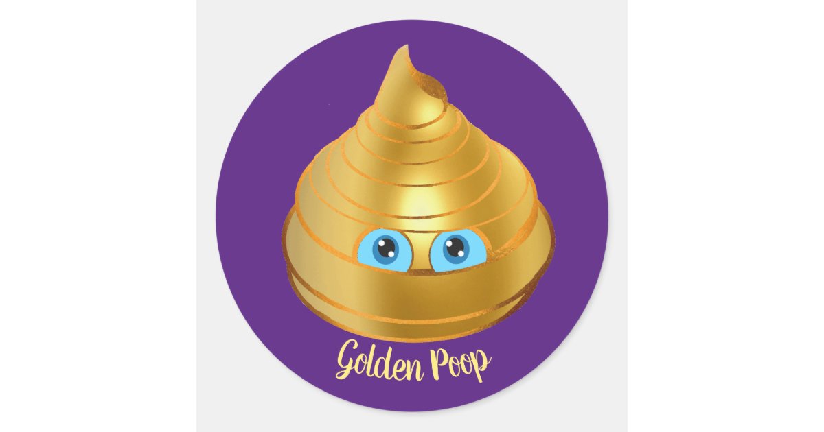 Golden Poop Emoji Classic Round Sticker | Zazzle