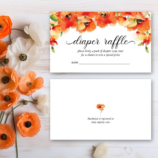 Golden Poppy Baby Shower Diaper Raffle Enclosure Card | Zazzle